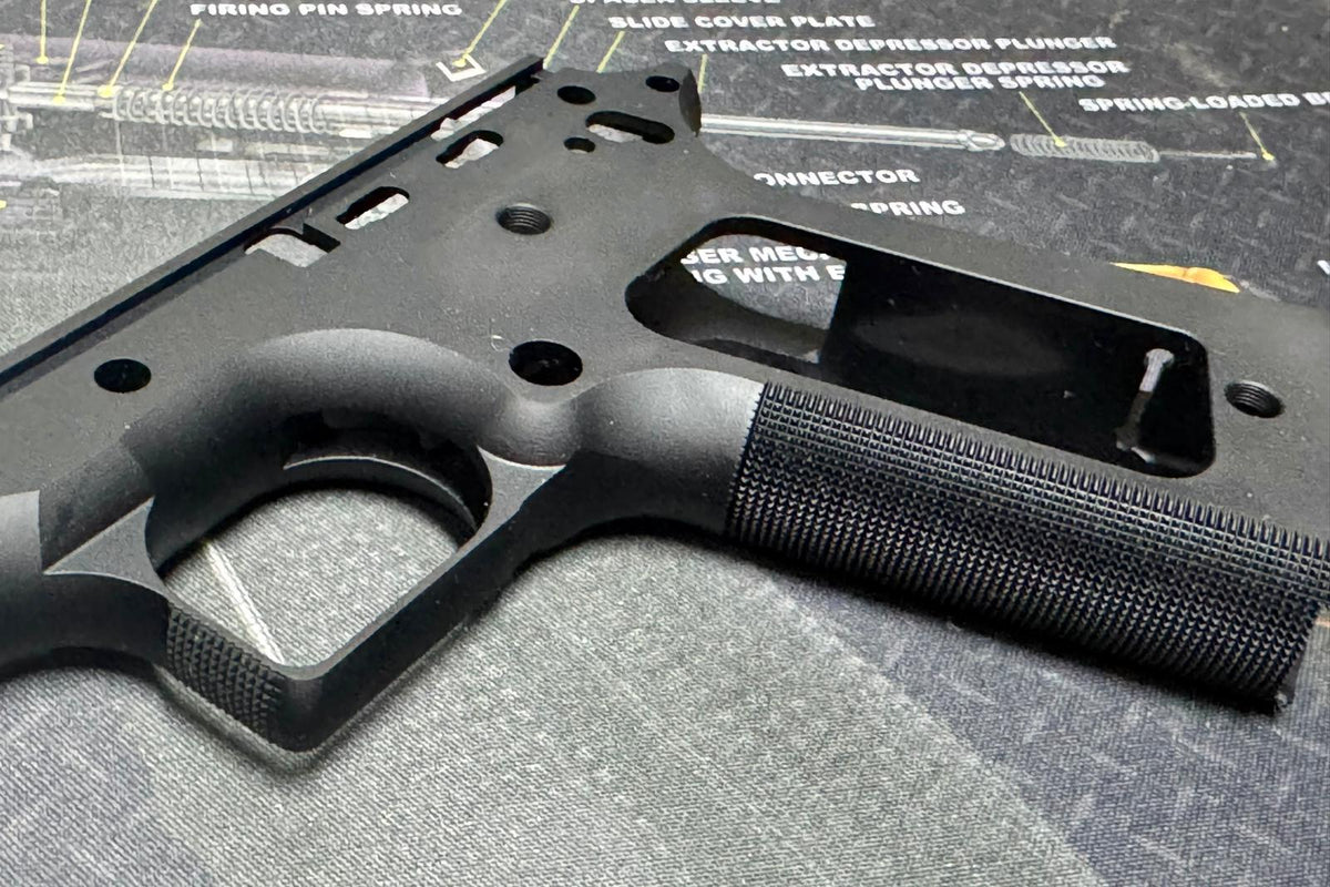 Bomber CNC Aluminum SV style 1911 Square Trigger Guard Frame set - Bla ...