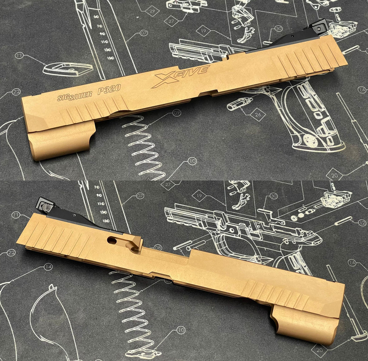 Nova P320 X FIVE Aluminum slide set for SIG Air M17 GBB series – Boomarms